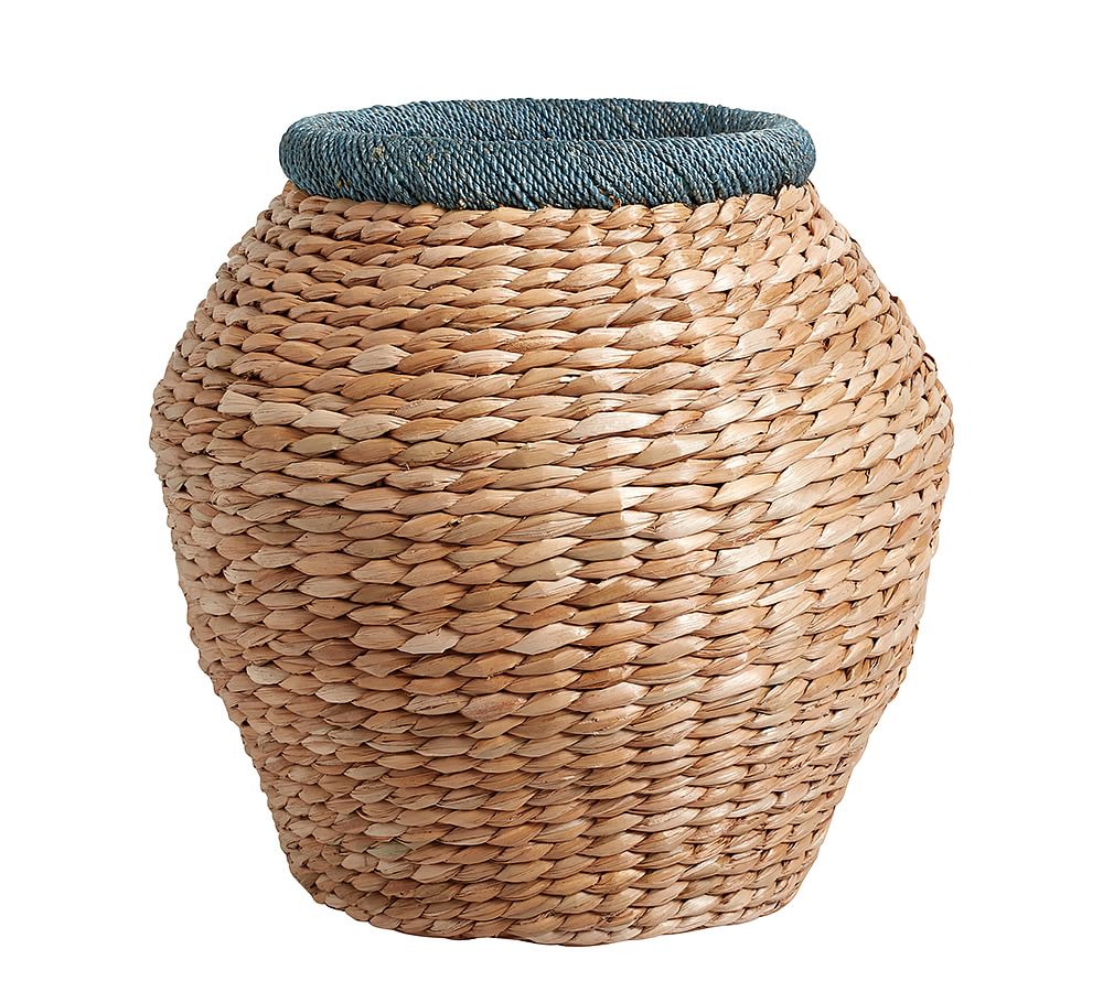 Beachcomber Large Round Blue Storage Basket | Pottery Barn