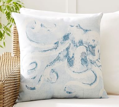 Pacific Octopus Printed Outdoor Throw Pillow | Pottery Barn