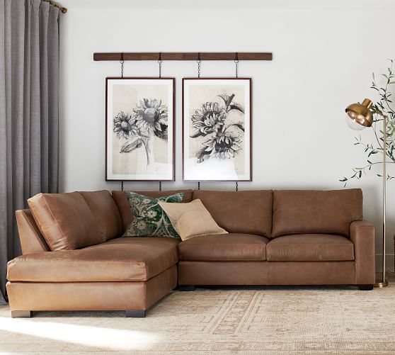 Turner Square Arm Leather Return Bumper Sectional | Pottery Barn