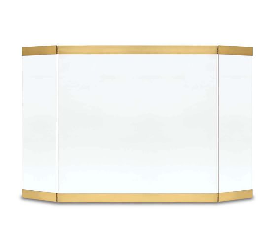 Modern Glass Tri-Panel Fireplace Screens | Pottery Barn