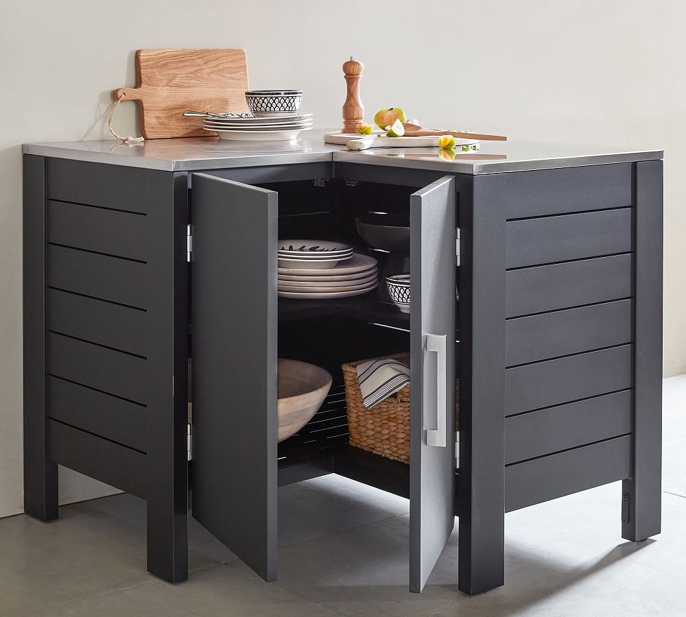 Malibu Metal Outdoor Kitchen Corner Cabinet | Pottery Barn