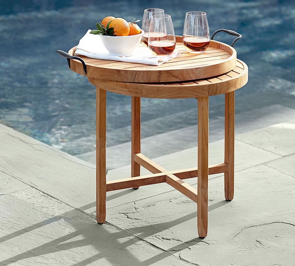 Teak Outdoor Tray Table | Pottery Barn