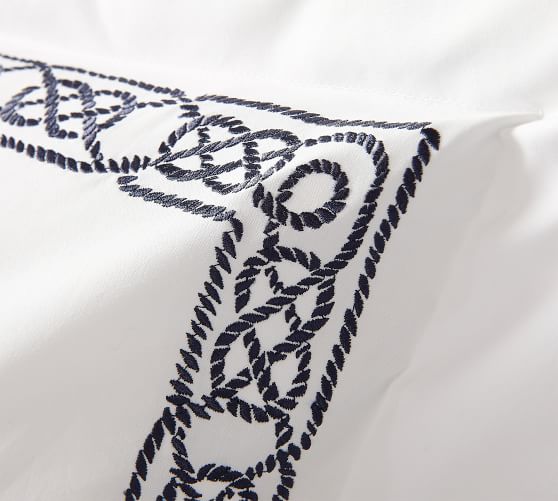 Rope Embroidered Organic Pillow Sham | Pottery Barn