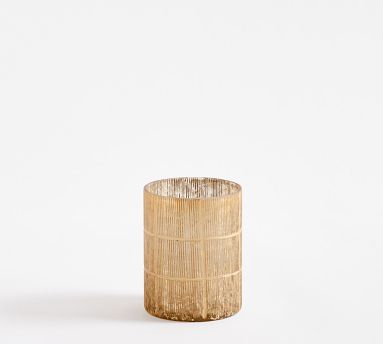 Linen Textured Glass Hurricane Candleholder | Pottery Barn