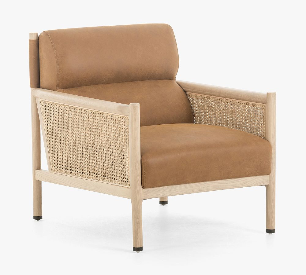 Rowan Cane Leather Armchair | Pottery Barn