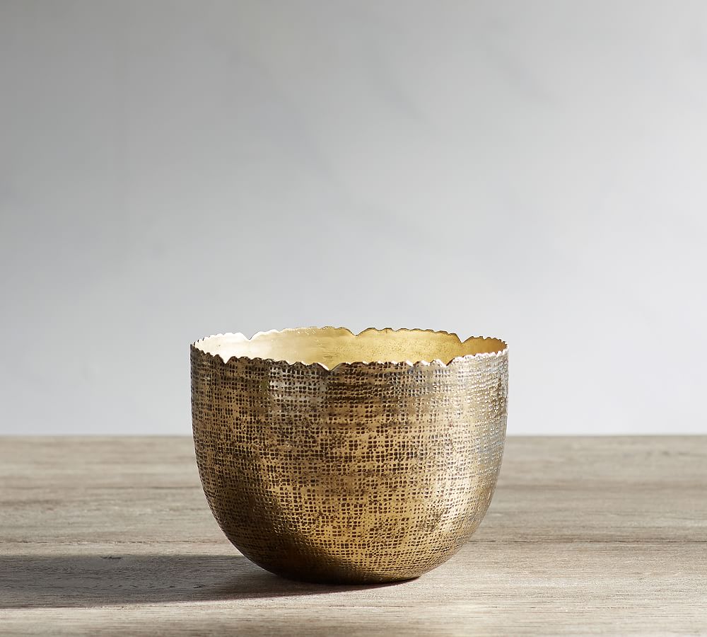 Brass Stamped Candle Pot - Gilded Citron | Pottery Barn