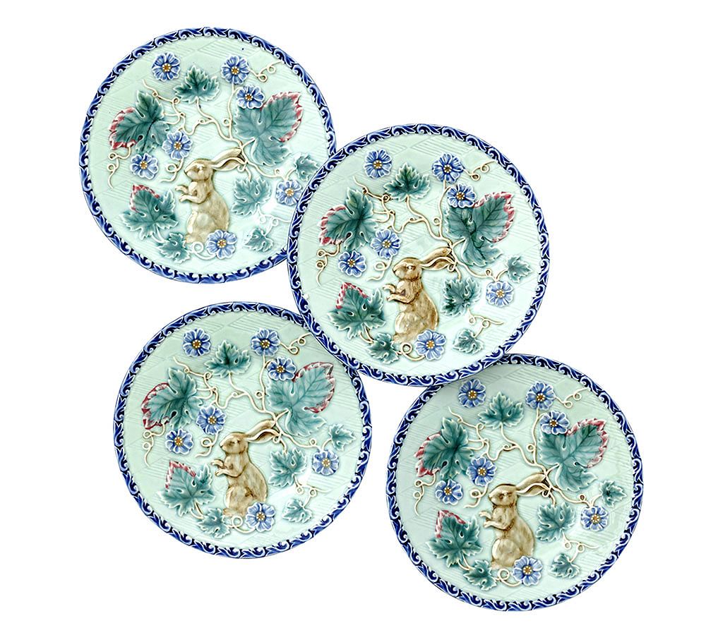 Majolica Bunny Salad Plate, Set of 4 | Pottery Barn