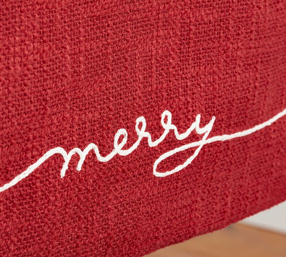 Holiday Sentiment Embroidered Cotton Table Runner | Pottery Barn