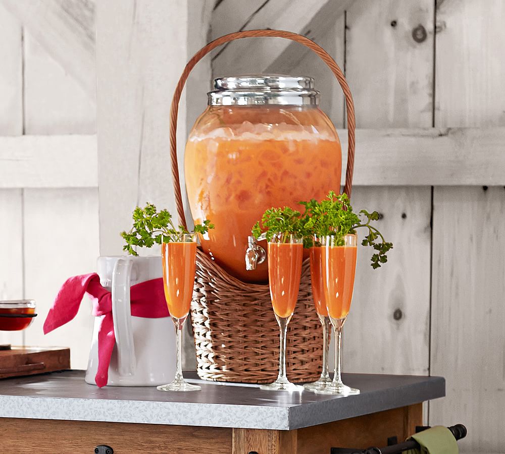 Woven Basket Drink Dispenser Stand | Pottery Barn
