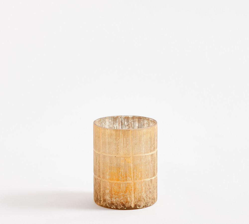Linen Textured Glass Hurricane Candleholder | Pottery Barn
