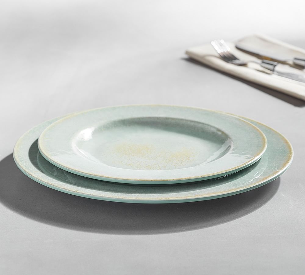 Reactive Glaze Melamine Dinnerware, Set of 4 - Seafoam | Pottery Barn
