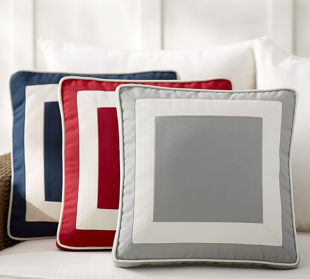 Monogrammable Frame Outdoor Throw Pillow | Pottery Barn