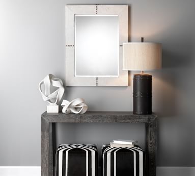 Aaden Leather Rectangular Wall Mirror | Pottery Barn