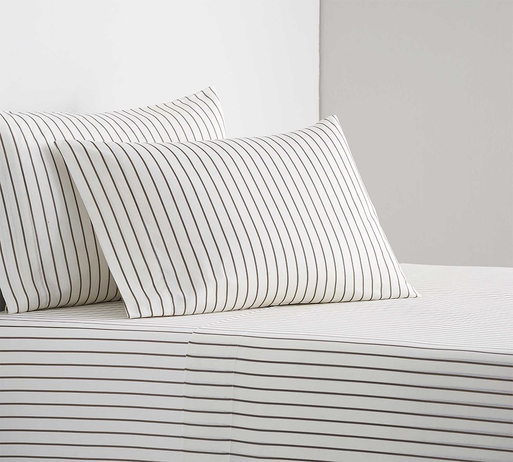 The Emily & Meritt Suit Stripe Tumbled Organic Cotton Sheet Set ...
