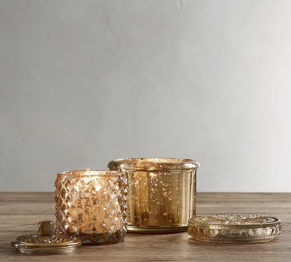 Crystal Lidded Glass Candle Pot - Bronze Douglas Fir | Pottery Barn