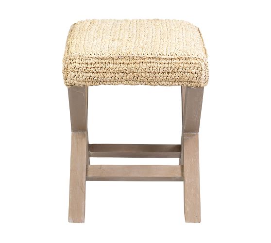 Raffia X-Base Accent Stool | Pottery Barn