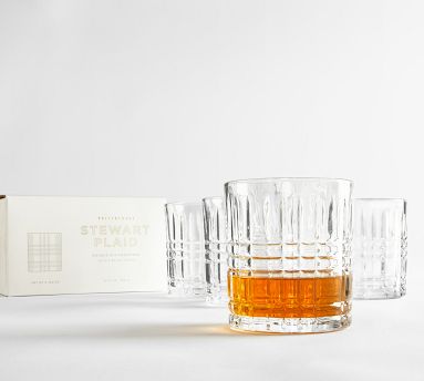 Stewart Plaid Cocktail Glasses - Set of 4 | Pottery Barn