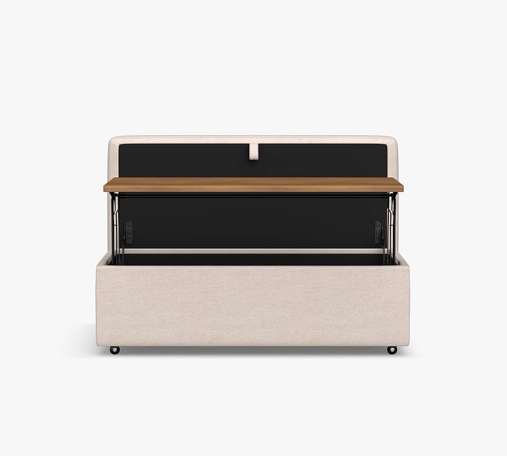 Big Sur Upholstered Storage Ottoman with Pull Out Table | Pottery Barn