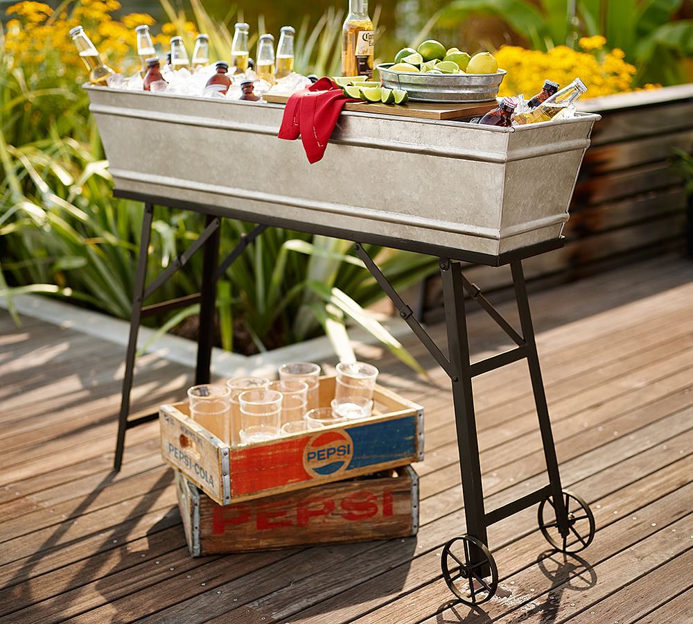 Standing Galvanized Beverage Trough | Bar Accessories | Pottery Barn