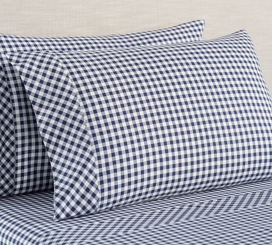 Gingham Check Organic Percale Sheet Set | Pottery Barn