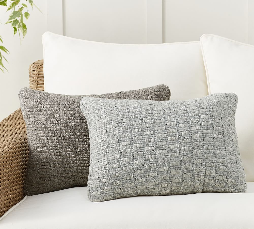 Cruz Eco-Friendly Textured Lumbar Outdoor Throw Pillow | Pottery Barn