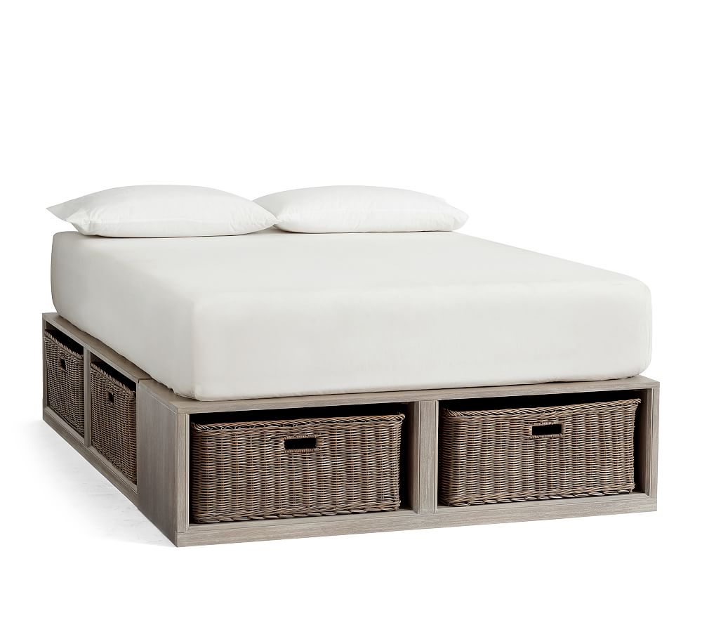 Stratton Storage Platform Bed with Baskets | Wooden Beds | Pottery Barn