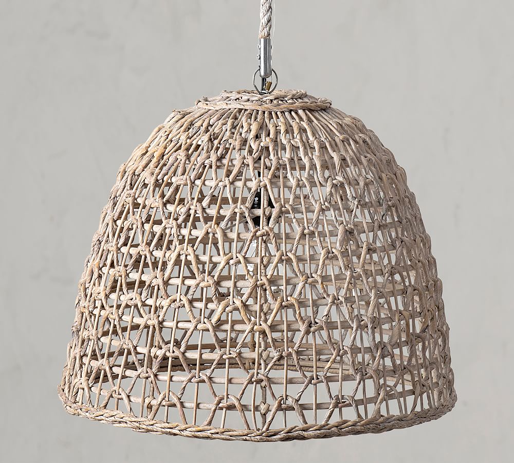 Open Weave Rattan Dome Pendant | Pottery Barn