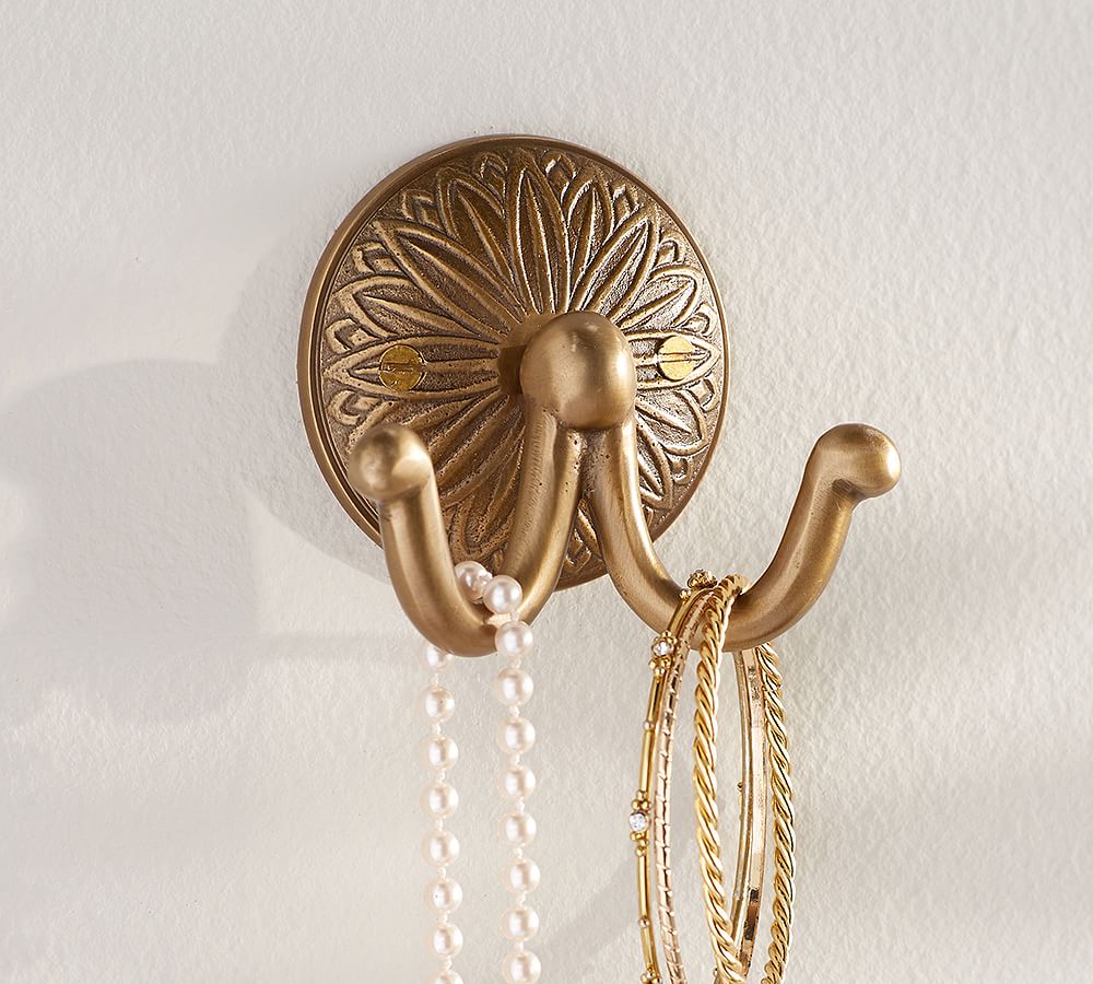 Brass Medallion Double Hook | Pottery Barn