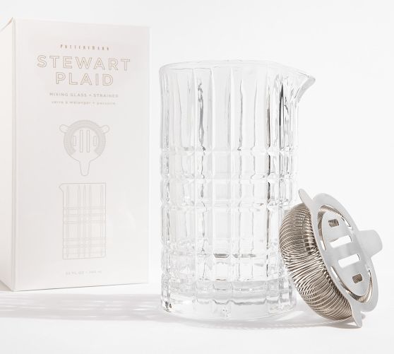 Stewart Plaid Cocktail Mixing Glass with Strainer | Pottery Barn