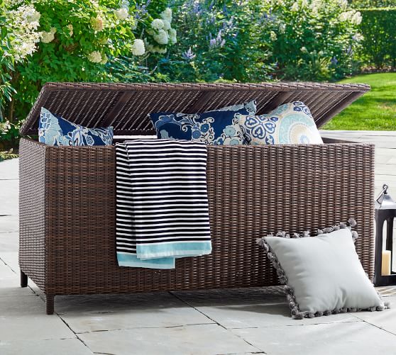 Torrey All-Weather Wicker Storage Trunk, Espresso | Pottery Barn
