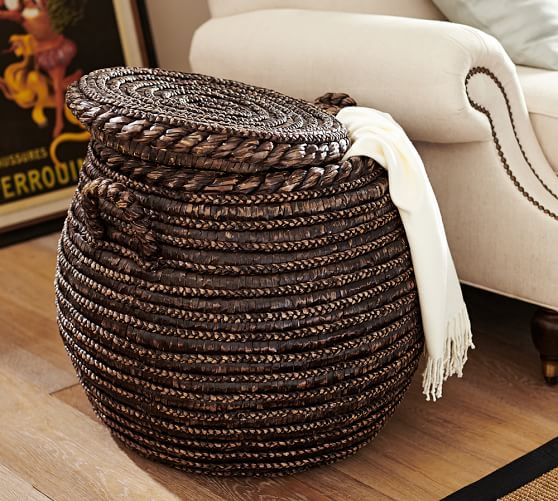 Lexine Round Lidded Basket | Pottery Barn