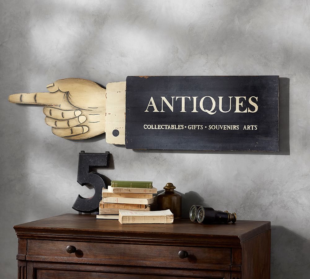 Antiques Recycled Wood Sign | Wall Decor | Pottery Barn
