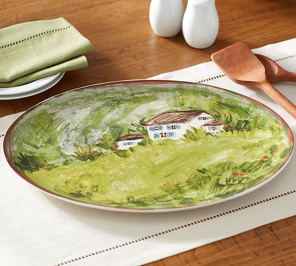 Watercolor Farmhouse Serving Platter | Pottery Barn