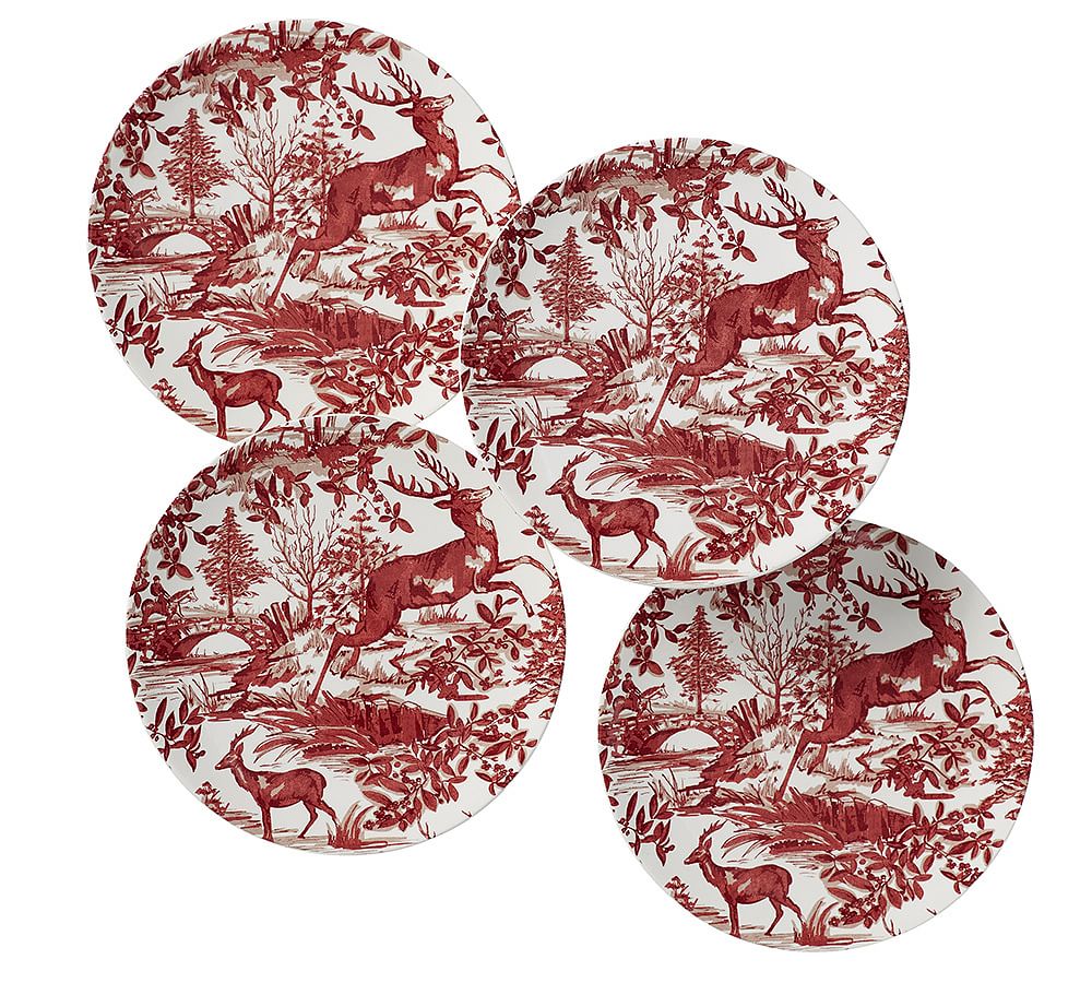 Alpine Toile Salad Plate, Set of 4 - Red | Pottery Barn