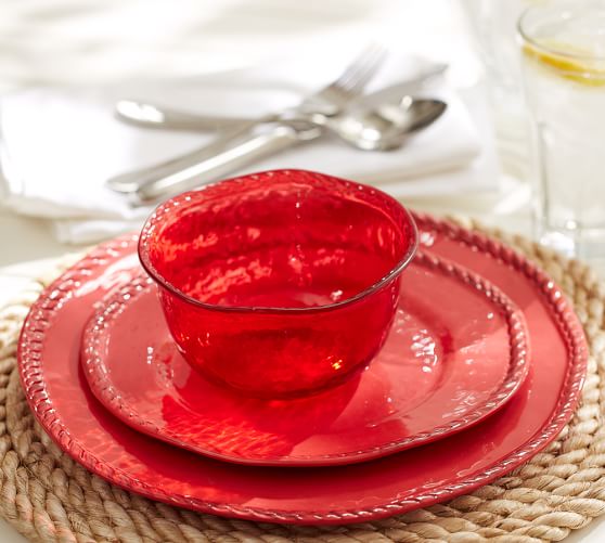 Rope Outdoor Dinnerware, Red | Pottery Barn