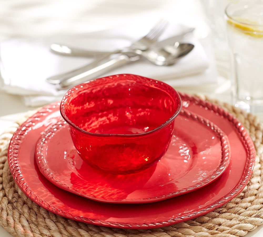 Rope Outdoor Dinnerware, Red | Pottery Barn