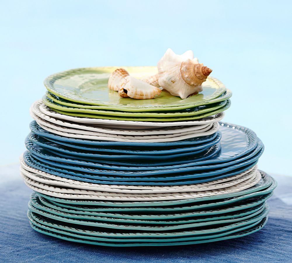 Rope Outdoor Dinnerware, Green | Pottery Barn
