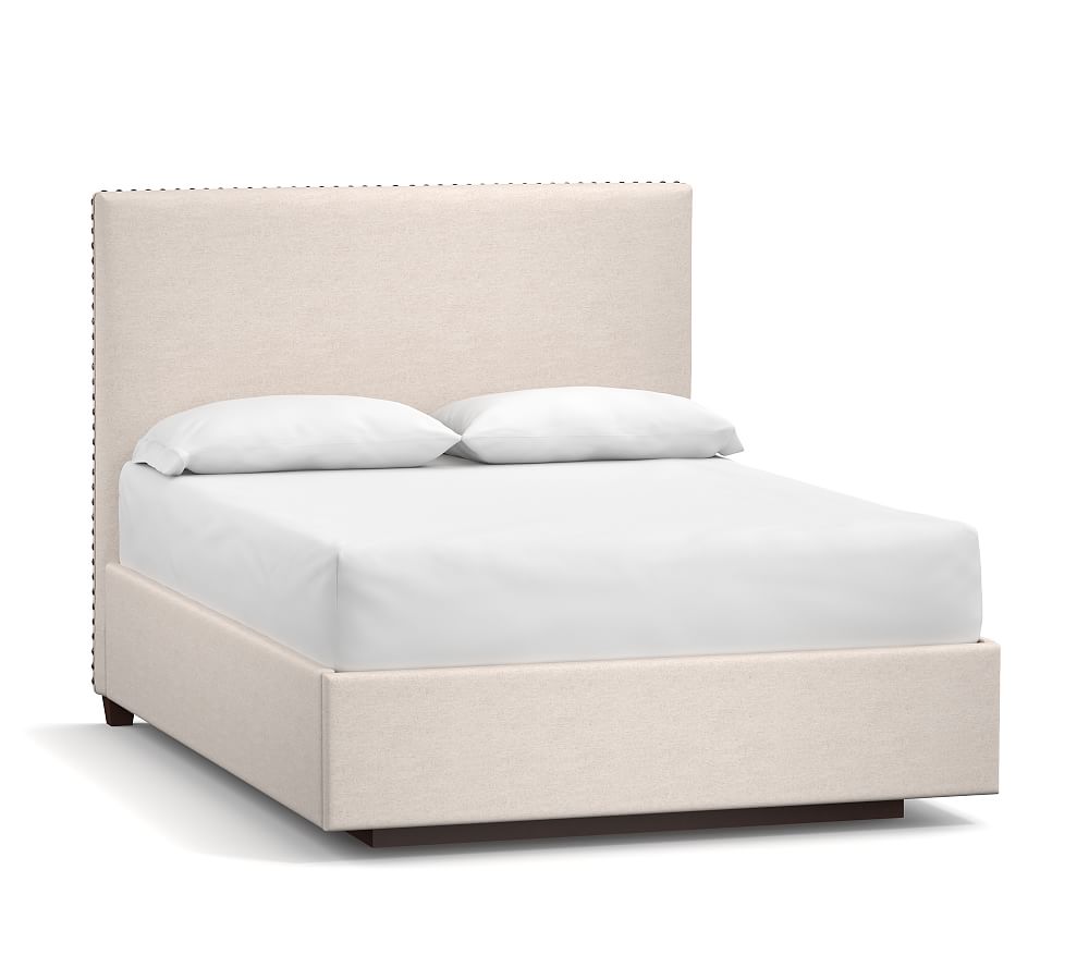 Raleigh Square Upholstered Tall Storage Platform Bed | Pottery Barn