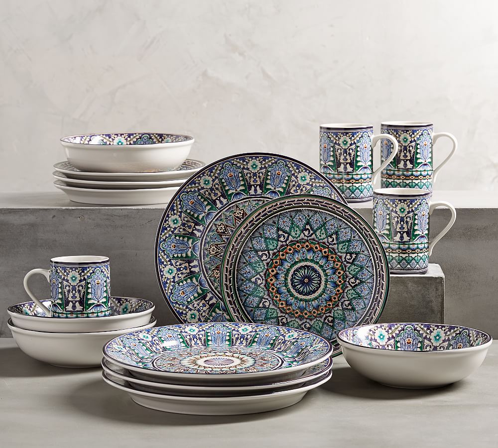 Mezze Dinnerware Set 16 Piece Set - Blue | Pottery Barn