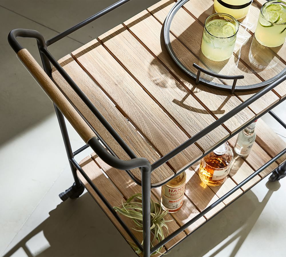 Tulum Acacia Outdoor Bar Cart | Pottery Barn