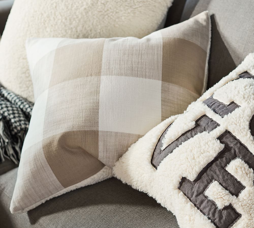 Bryce Check Sherpa Back Decorative Pillow Cover | Pottery Barn