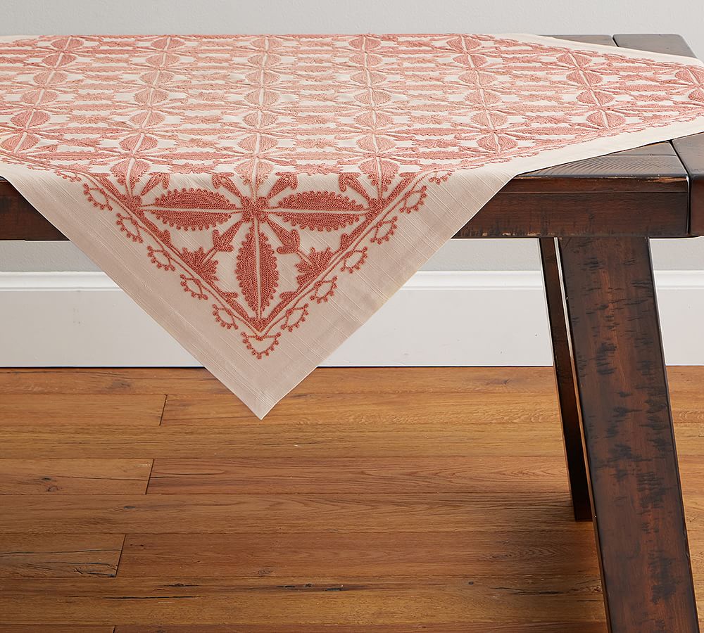 Kareena Embroidered Table Throw | Pottery Barn