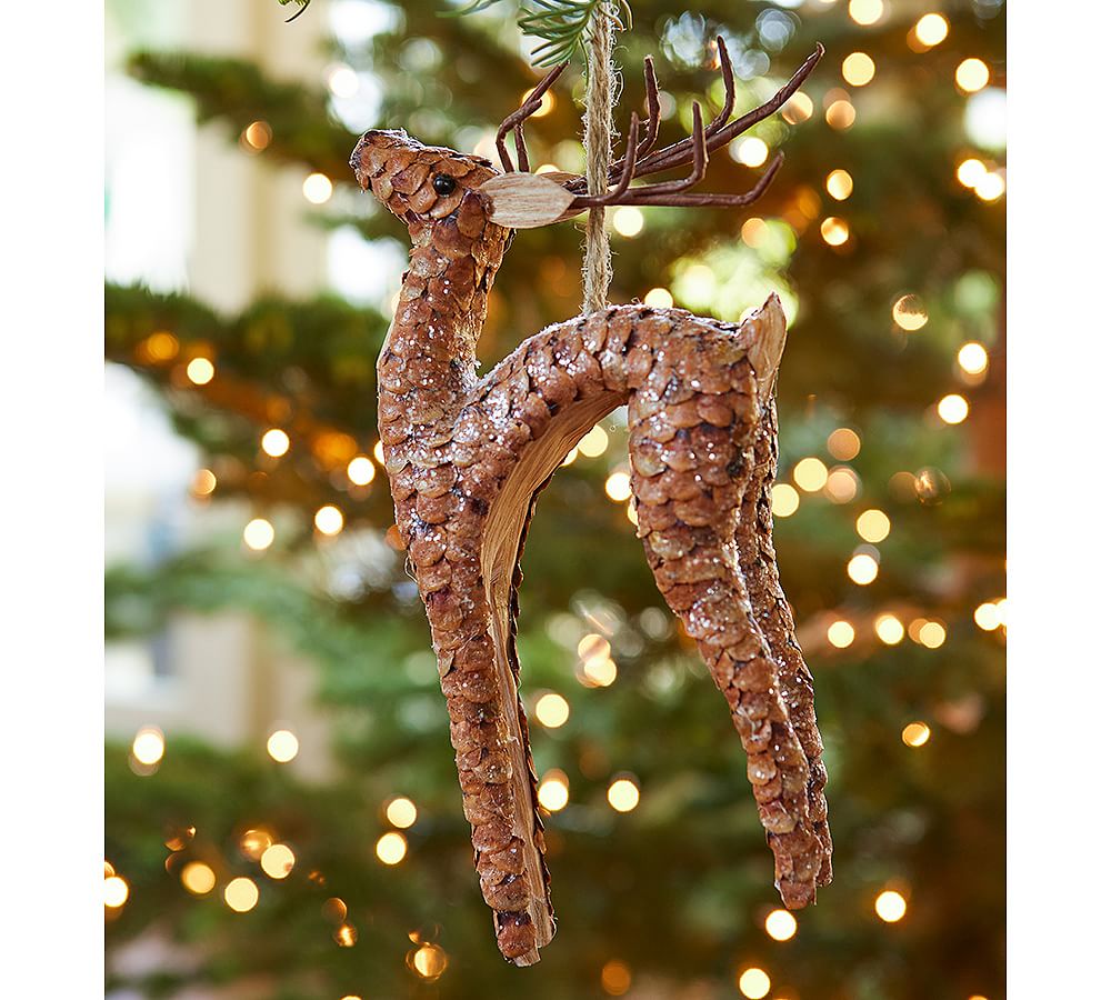 Natural Reindeer Christmas Ornament | Pottery Barn