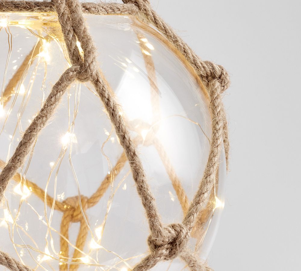 Lit Jute Wrapped Orbs - Set of 2 | Pottery Barn