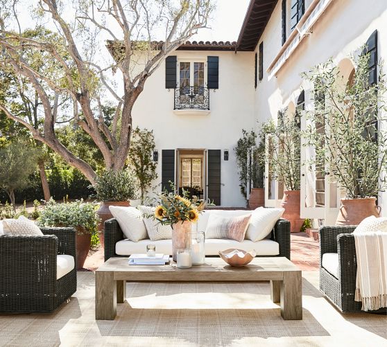 Sienna Fibre Stone Outdoor Planters | Pottery Barn