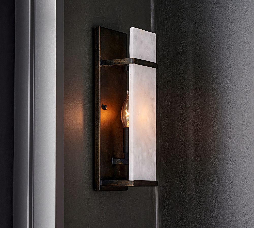 Windham Alabaster Tile Sconce | Pottery Barn