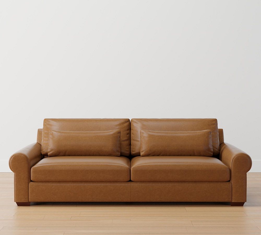 Big Sur Roll Arm Deep Seat Leather Sofa | Pottery Barn