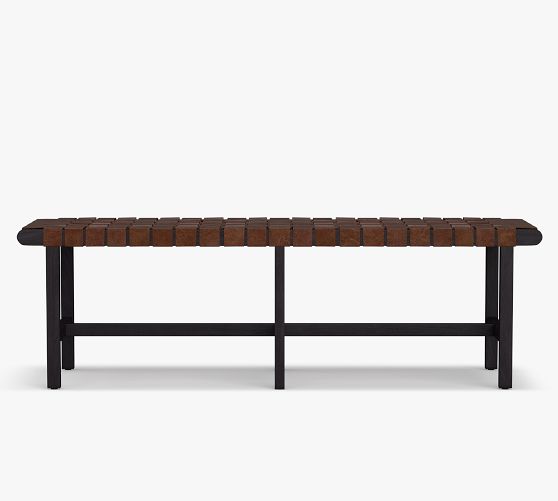 Fenton Woven Leather Bench | Pottery Barn