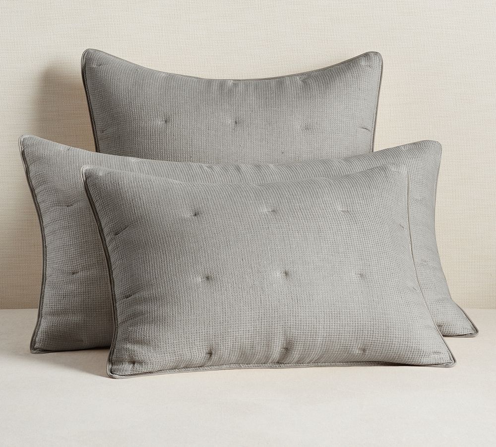 European Flax Linen Tufted Waffle Comforter & Shams | Pottery Barn