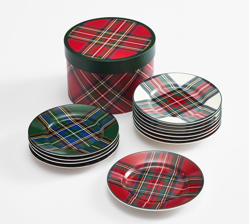 Stewart Plaid Appetizer Plates - Set of 12 | Pottery Barn
